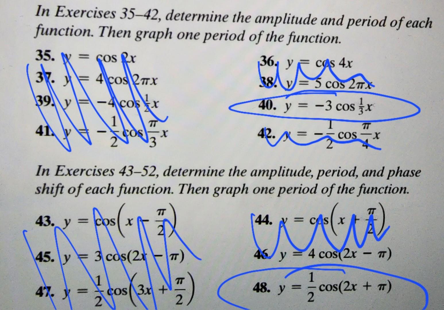 Solved In Exercises 35-42, determine the amplitude and | Chegg.com