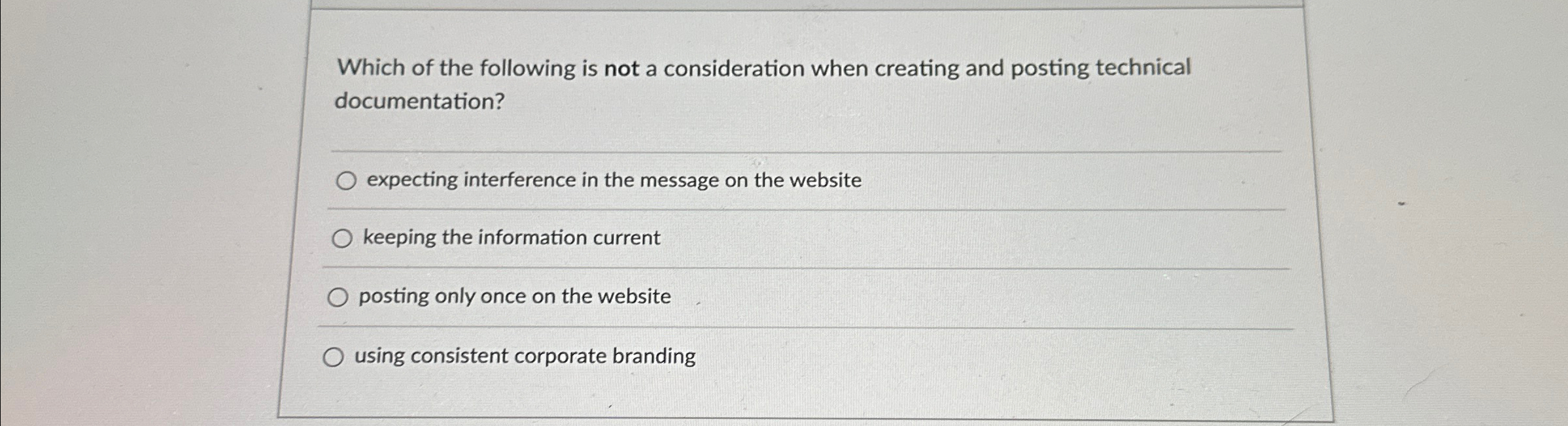 Solved Which of the following is not a consideration when | Chegg.com
