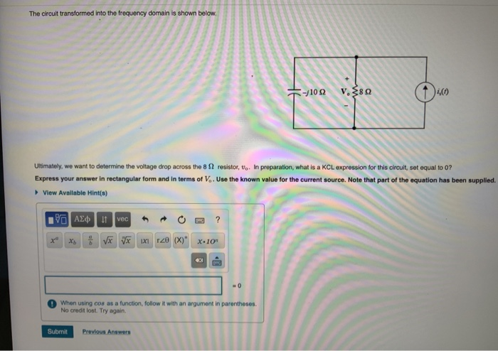 Solved Circuit Analysis with Phasors and Complex Impedances: | Chegg.com