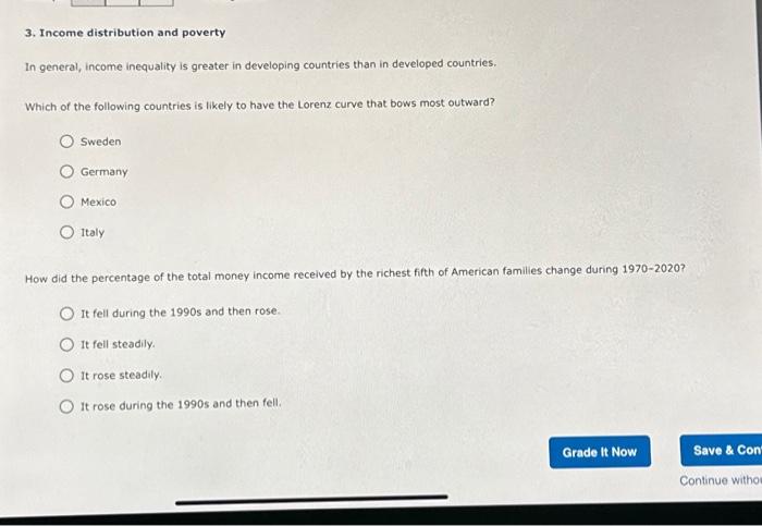 Solved 3. Income distribution and poverty In general, income | Chegg.com