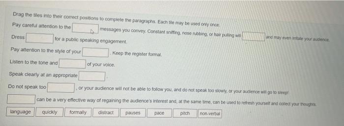 Drag the tiles into their correct positions to | Chegg.com
