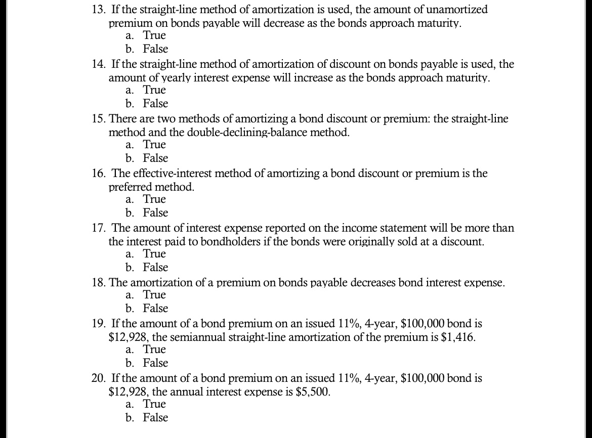 Solved If the straight-line method of amortization is used, | Chegg.com