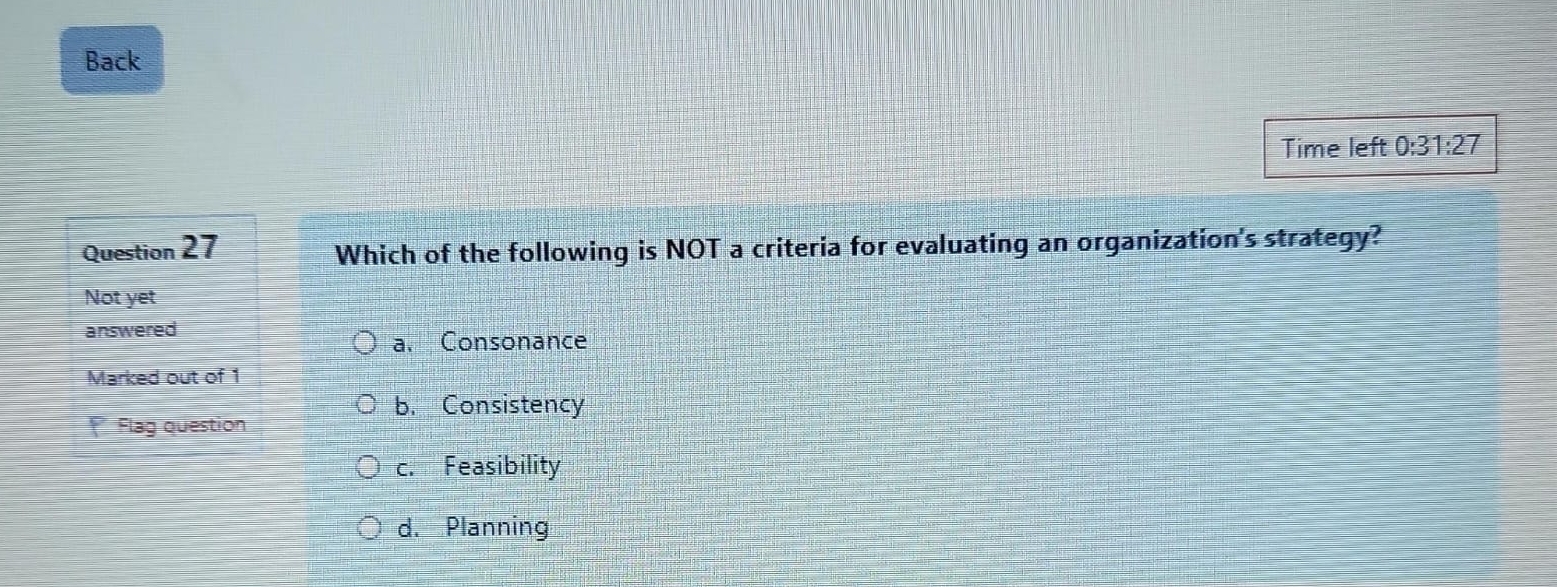 Solved BackTime left 0:31:27Question 27 ﻿Which of the | Chegg.com