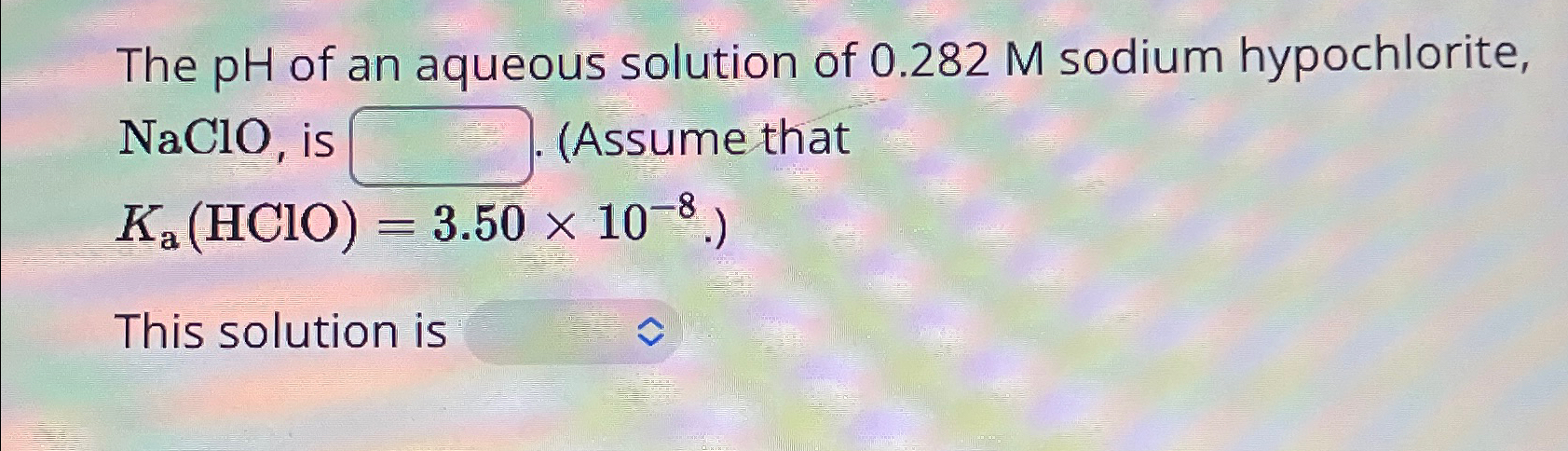 Solved The pH ﻿of an aqueous solution of 0.282M ﻿sodium | Chegg.com