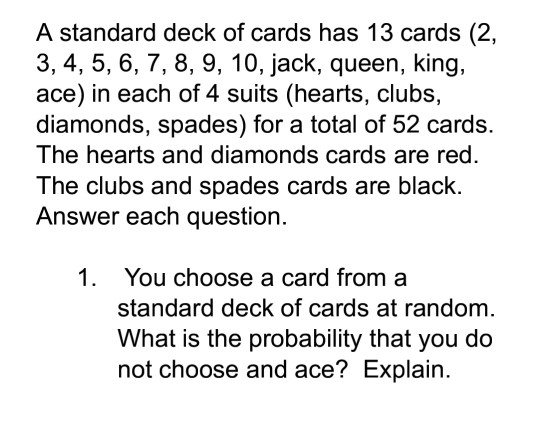 Solved A standard deck of cards has 13 cards (2, 3, 4, 5, 6, | Chegg.com