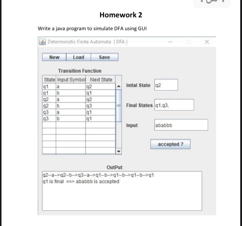 Homework 2Write a java program to simulate DFA using | Chegg.com