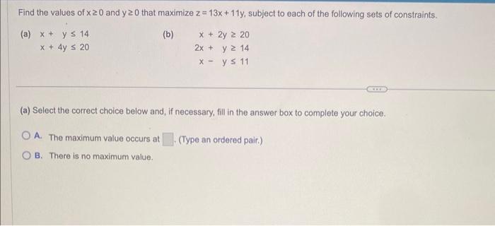 Solved Find the values of x≥0 and y≥0 that maximize | Chegg.com