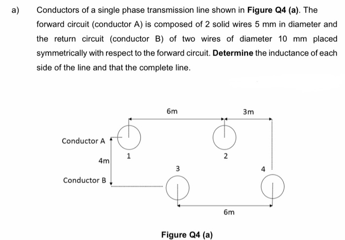 Solved a) Conductors of a single phase transmission line | Chegg.com