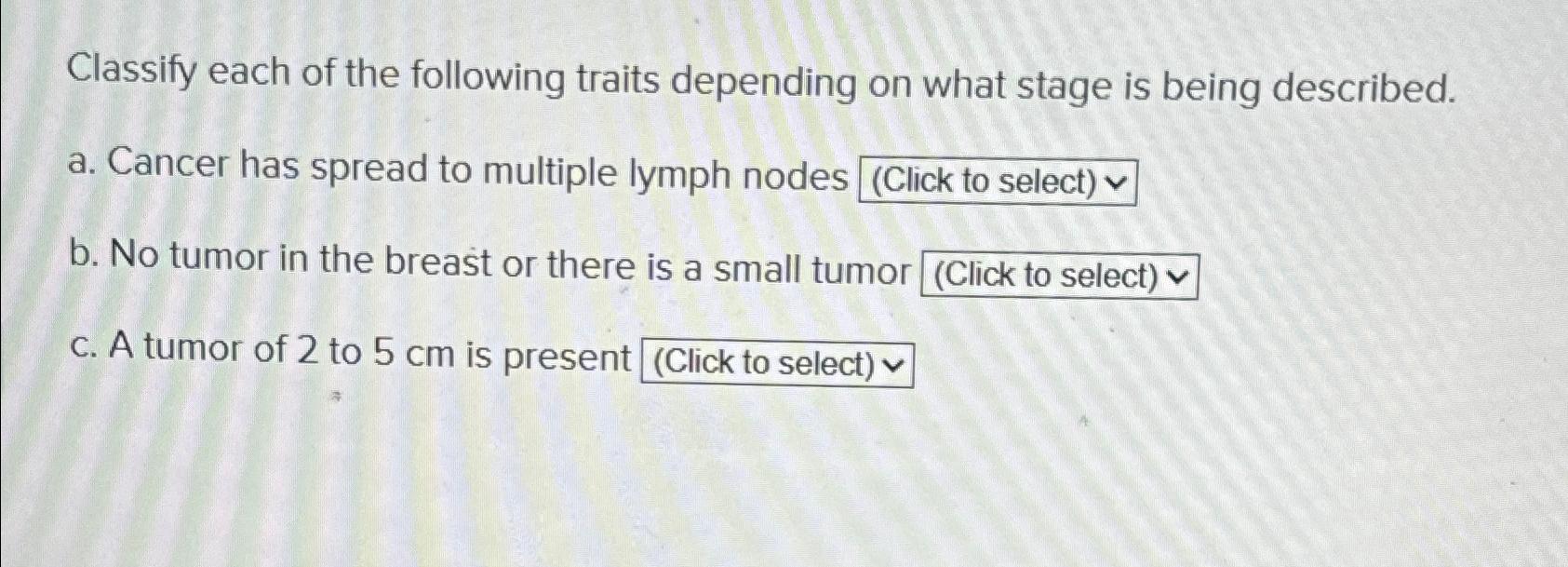 Solved Classify each of the following traits depending on | Chegg.com