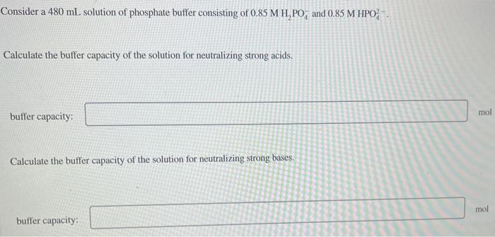 Solved Consider a 480 mL solution of phosphate buffer | Chegg.com