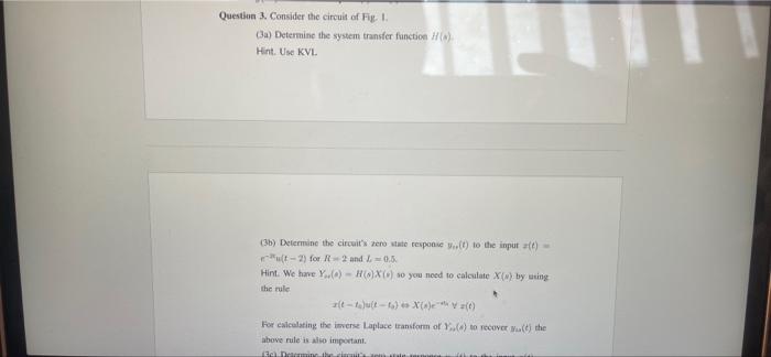 Solved Question 3. Consider the circuit of Fig. 1. (3a) | Chegg.com