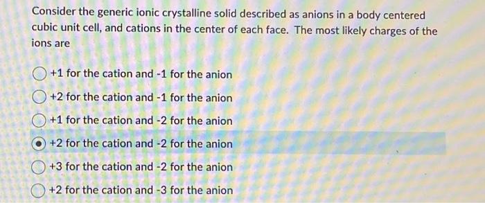 Solved Consider the generic ionic crystalline solid with the | Chegg.com