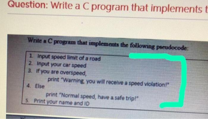 Solved Question Write A C Program That Implementst Write C 5848