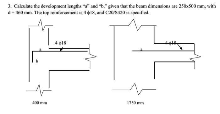Solved 3. Calculate the development lengths "a" and "b," | Chegg.com