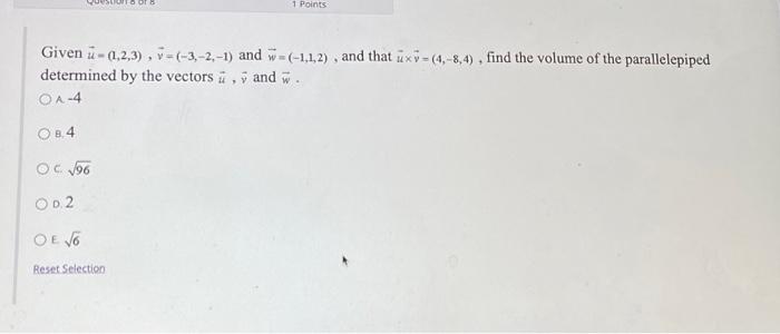 Solved Given u = (1,2,3), v = (-3,-2,-1) and w=(-1,1,2), and | Chegg.com