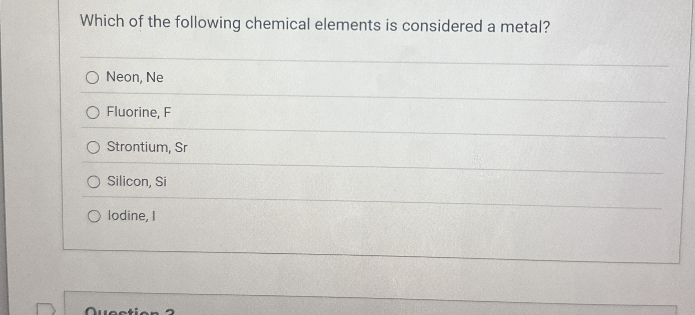 Solved Which of the following chemical elements is | Chegg.com