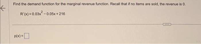 Solved Find the demand function for the marginal revenue | Chegg.com