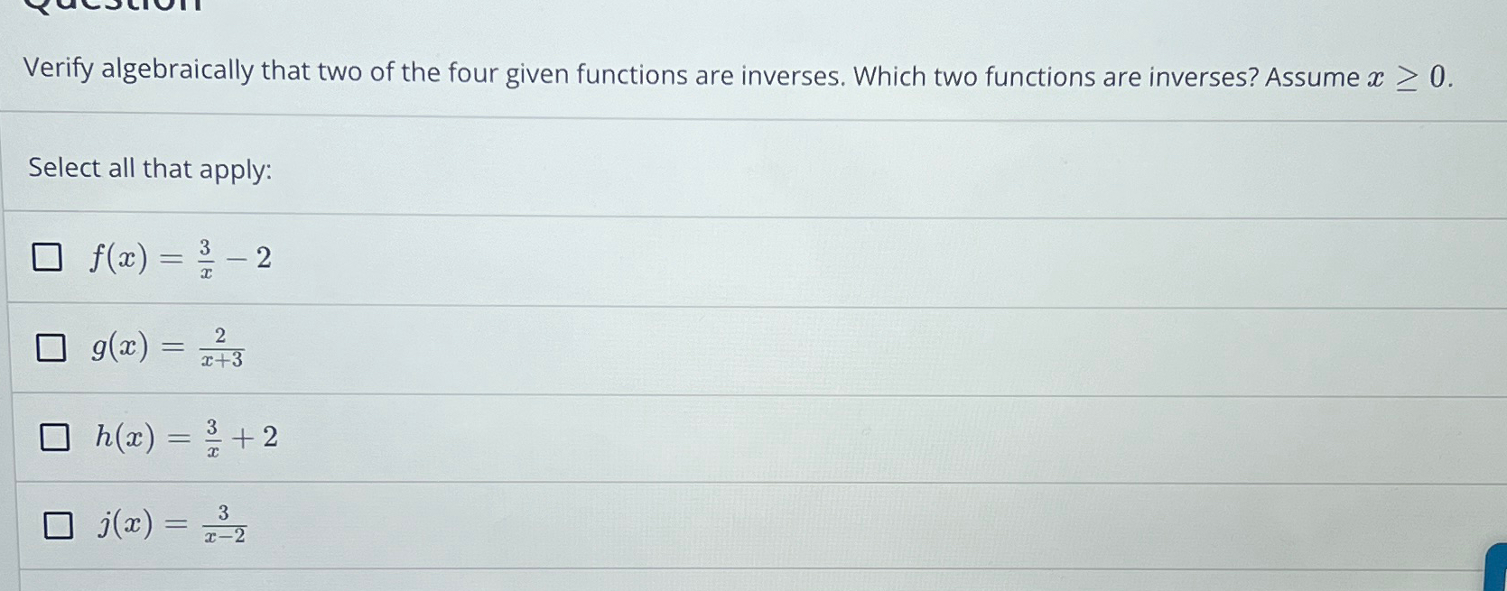 Solved Verify algebraically that two of the four given | Chegg.com