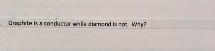 Solved - Graphite is a conductor while diamond is not. Why? | Chegg.com