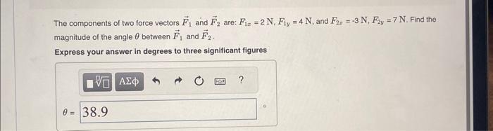 Solved The components of two force vectors F1 and F2 are: | Chegg.com