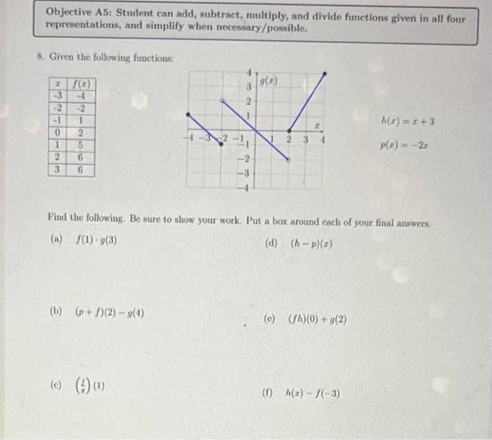 Solved Objective A5: Student can add, subtract, multiply, | Chegg.com