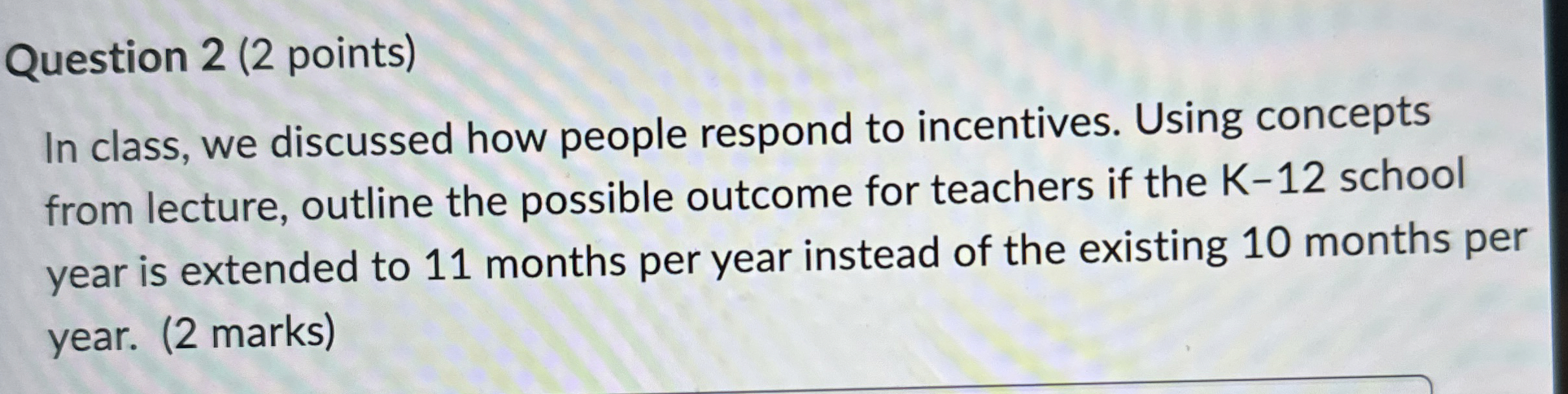 Solved Question 2 (2 ﻿points)In class, we discussed how | Chegg.com