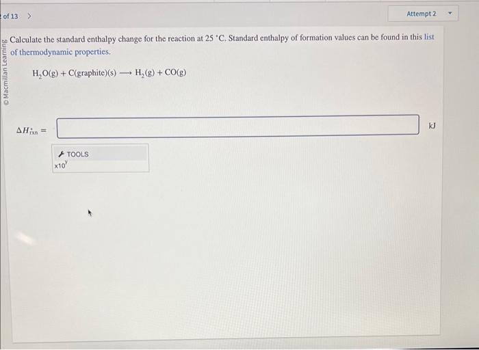 Solved Calculate the standard enthalpy change for the | Chegg.com