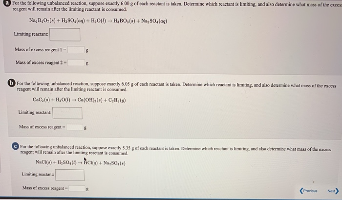 Solved For The Following Unbalanced Reaction Suppose