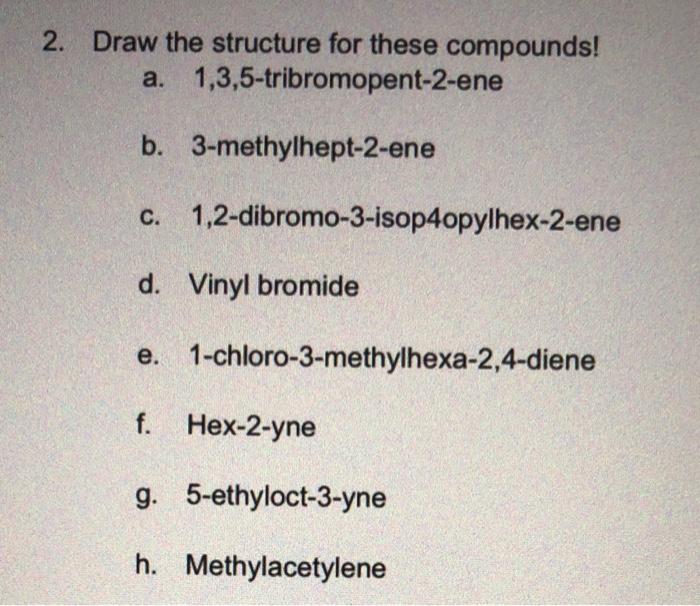Solved Draw the structure for these compounds! a. | Chegg.com