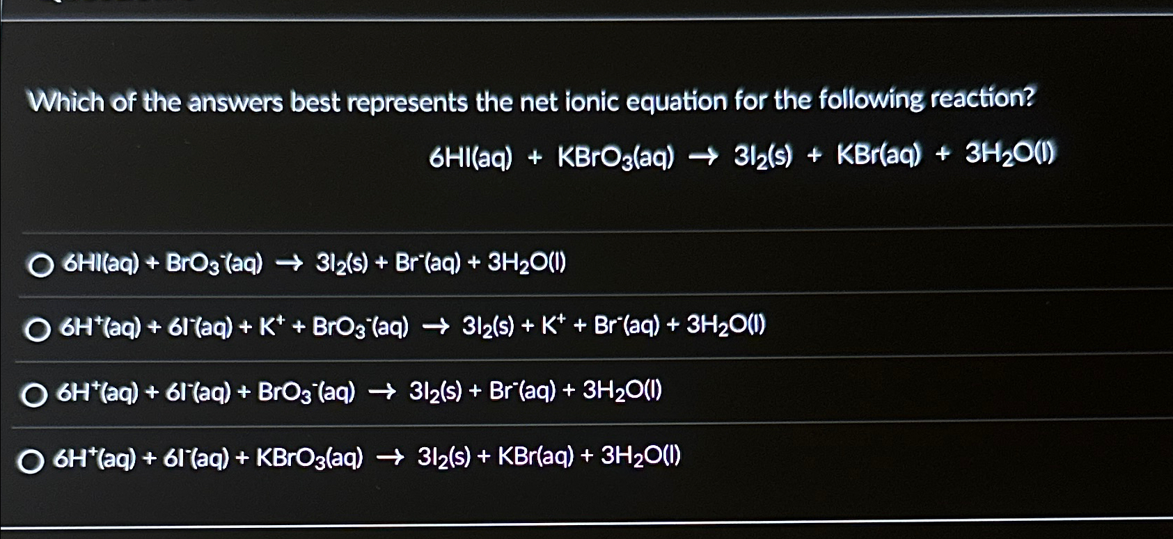 Solved Which of the answers best represents the net ionic | Chegg.com