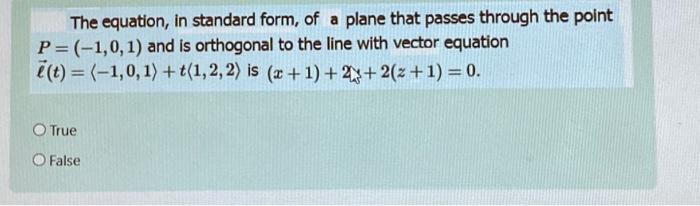 Solved The equation, in standard form, of a plane that | Chegg.com