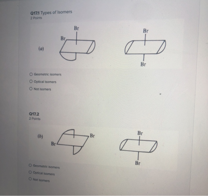 Solved Q17.1 Types of Isomers 2 Points Geometric isomers O | Chegg.com