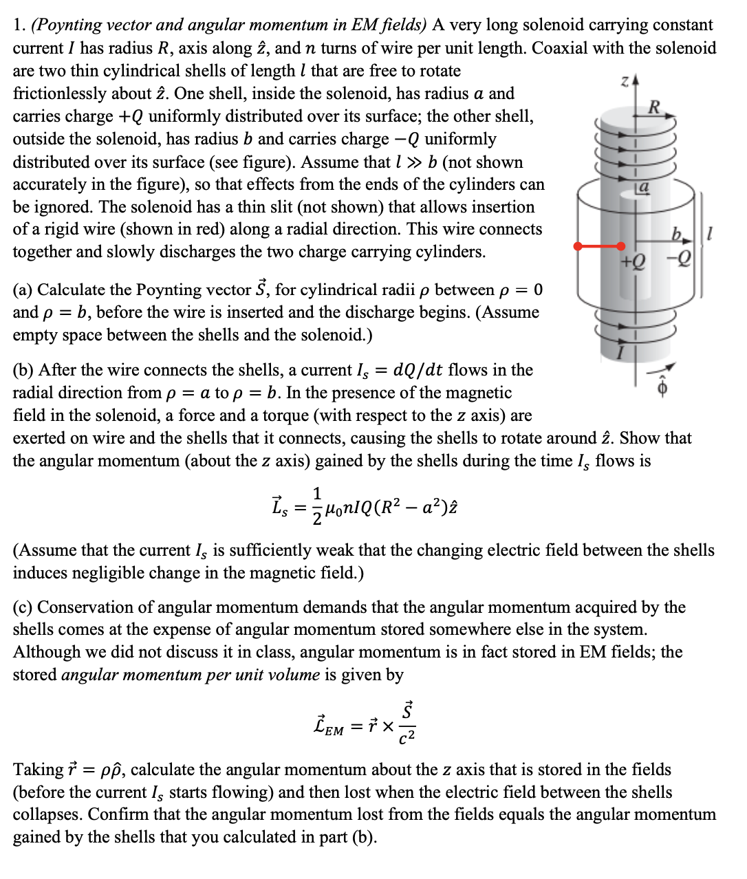 (Poynting vector and angular momentum in EM fields) | Chegg.com