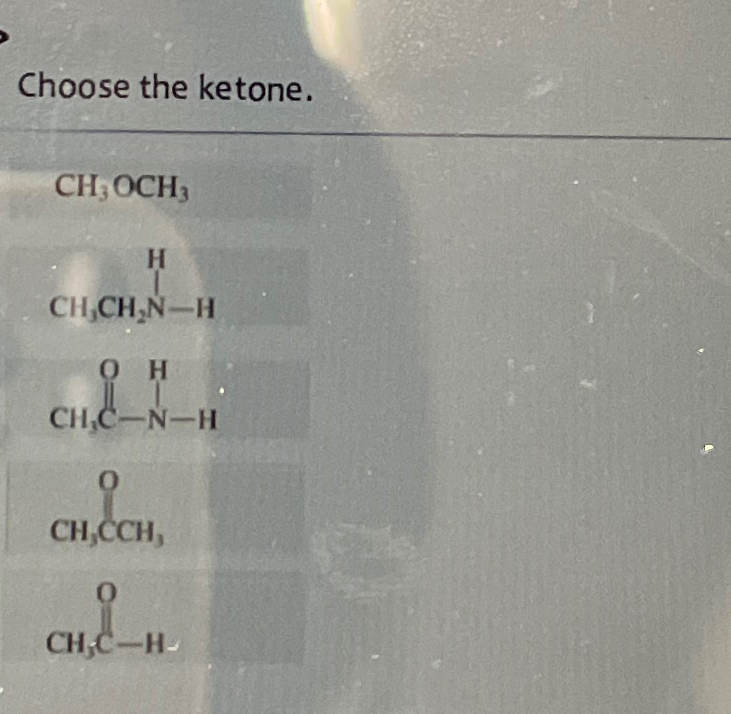 Solved Choose the ketone.CH3OCH3 | Chegg.com