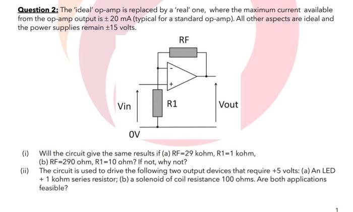 Solved Question 2: The 'ideal' op-amp is replaced by a | Chegg.com