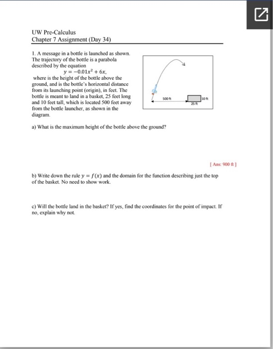 Solved UW Pre-Calculus Chapter 7 Assignment (Day 34) 1. A | Chegg.com