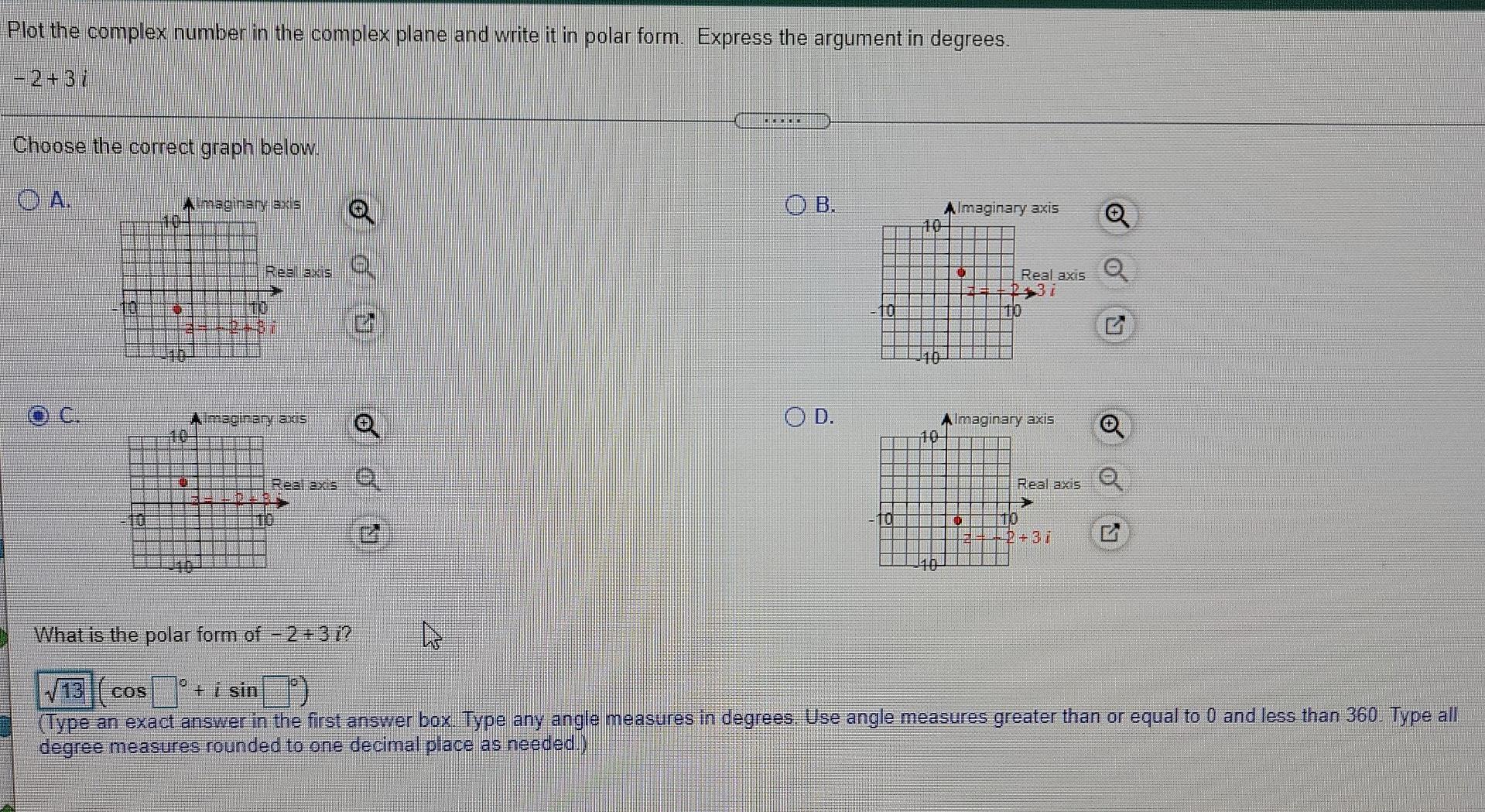 Solved Plot the complex number in the complex plane and | Chegg.com