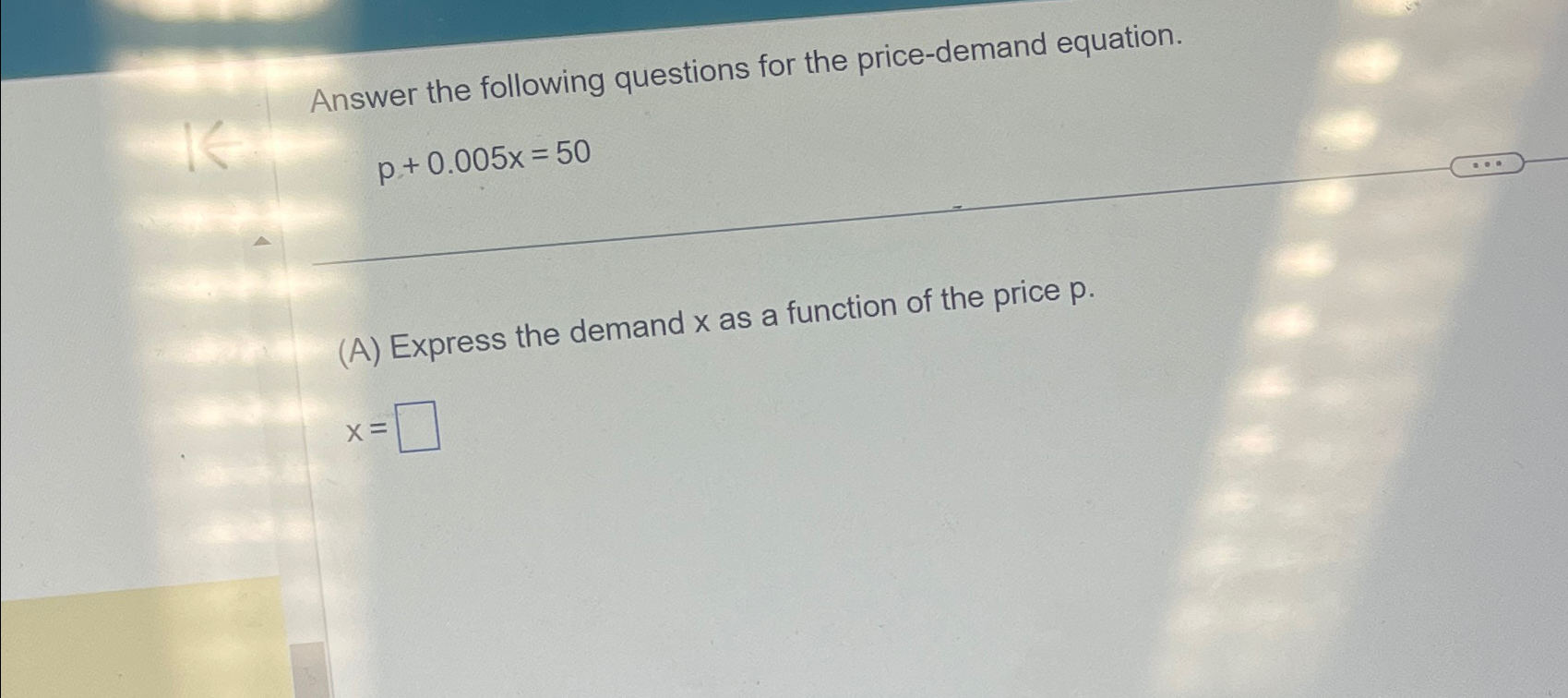 Solved Answer the following questions for the price-demand | Chegg.com