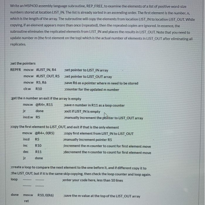 Write An Msp430 Assembly Language Subroutine 