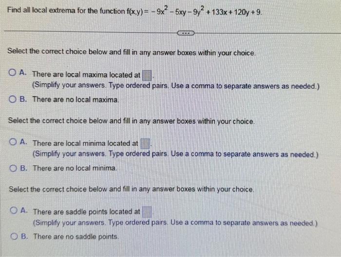 Solved Find all local extrema for the function | Chegg.com