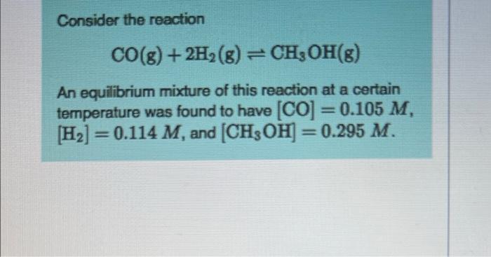 Solved Consider this reaction: COCl2(g) = CO(g) + Cl2 (9) An | Chegg.com