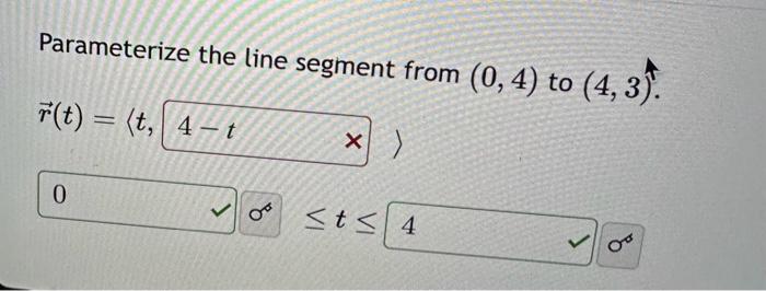 Solved Parameterize the line segment from \\( (0,4) \\) to | Chegg.com
