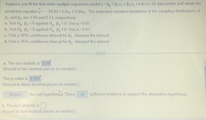 Solved Suppose you fit the first-order multiple regression | Chegg.com