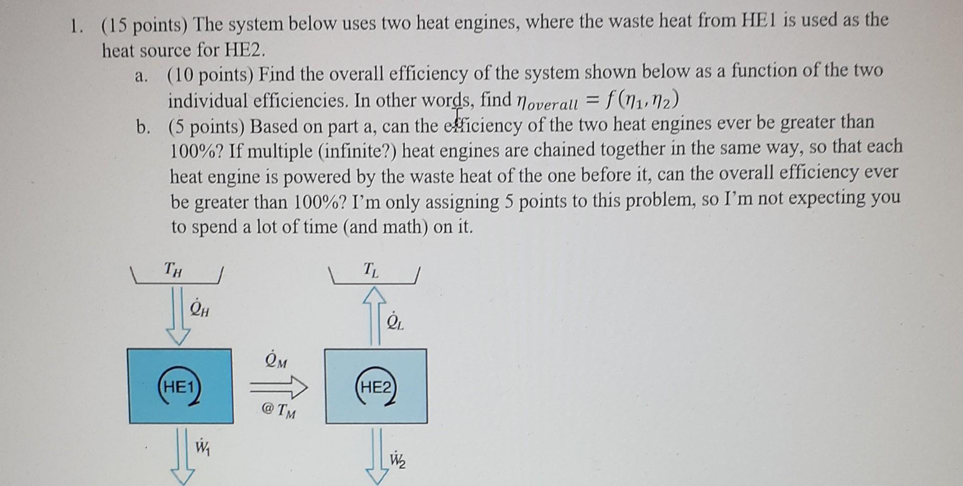 Solved 1. (15 points) The system below uses two heat | Chegg.com