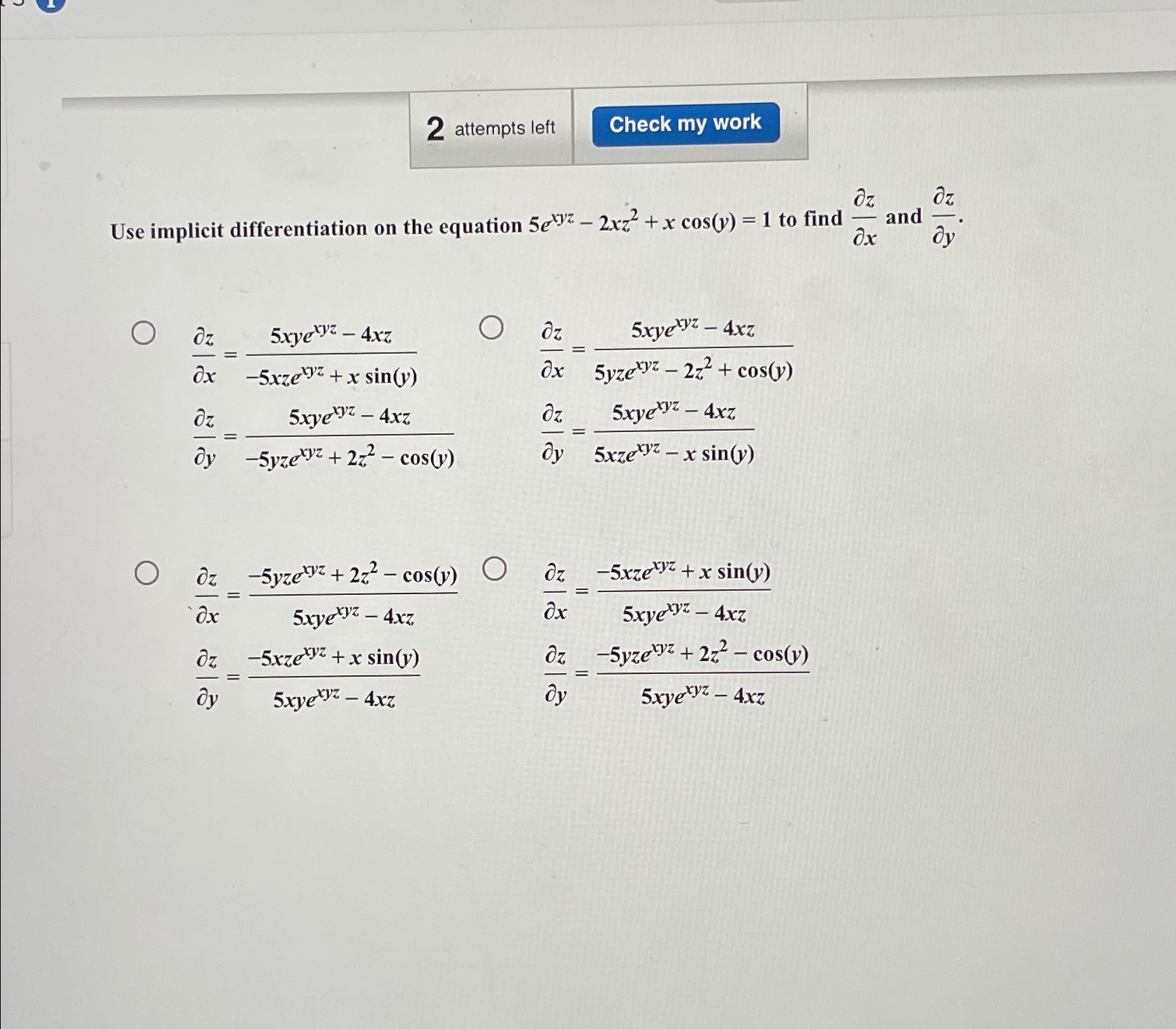 Solved 2 ﻿attempts leftUse implicit differentiation on the | Chegg.com