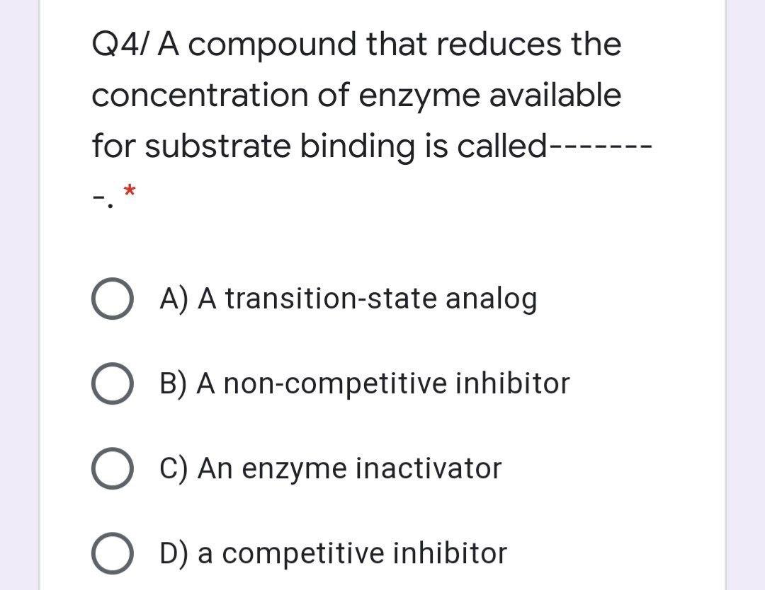 Solved Q4/ A compound that reduces the concentration of | Chegg.com