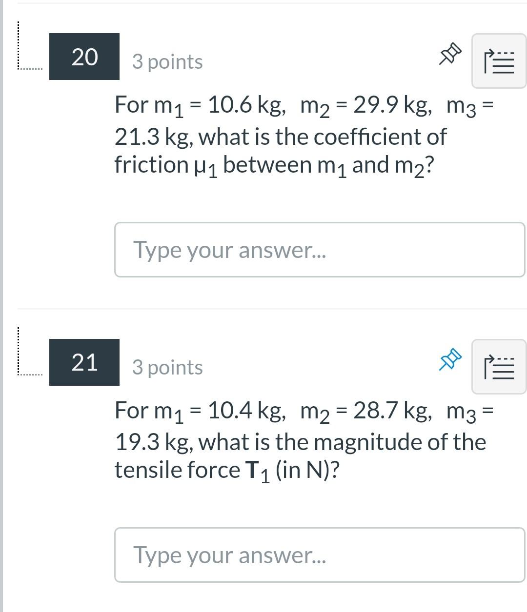 Solved Three rectangular blocks have masses m1, m2 and m3, | Chegg.com