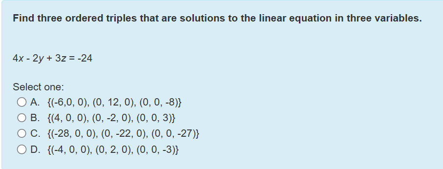 Solved Find three ordered triples that are solutions to ﻿the | Chegg.com