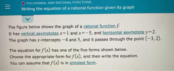 Solved = O POLYNOMIAL AND RATIONAL FUNCTIONS Writing the | Chegg.com