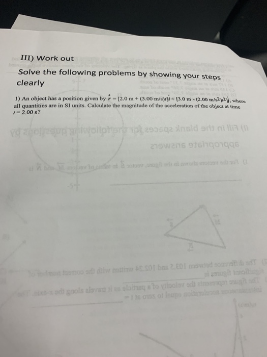 Solved III) Work out Solve the following problems by showing | Chegg.com
